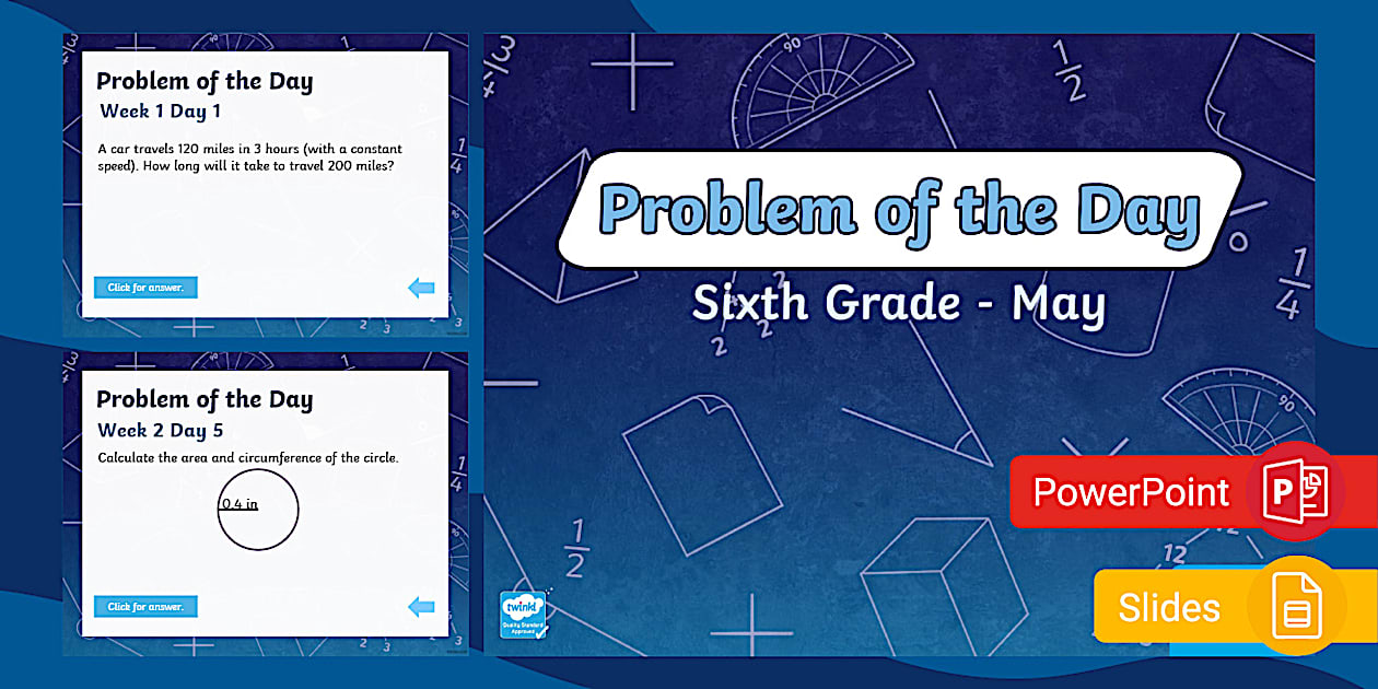 Sixth Grade Math Problem of the Day May PowerPoint and Slides
