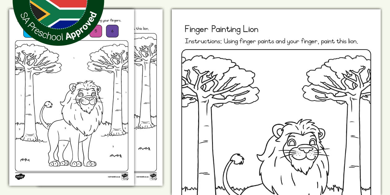 Preschool Creative Arts - Fingerpainting - Lion - Twinkl