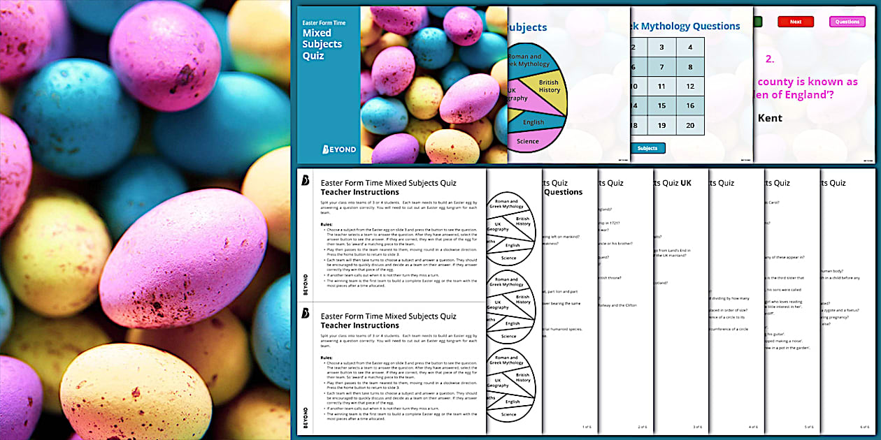 Easter Form Time Mixed Subjects Quiz PowerPoint - Twinkl