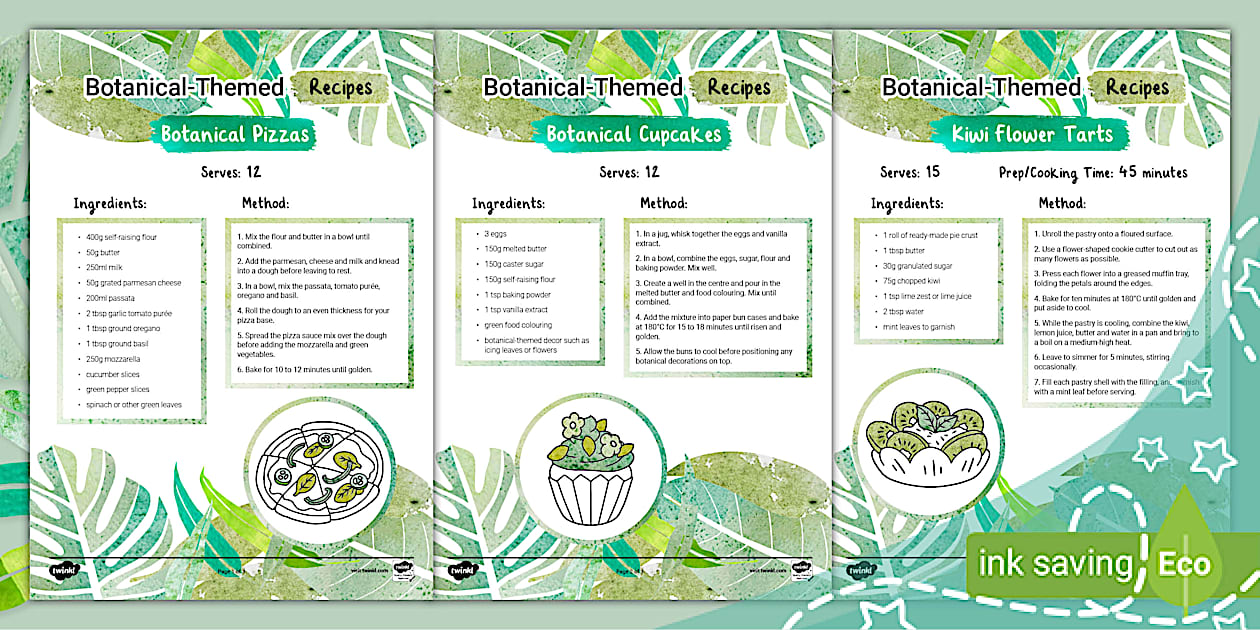 Botanical-Themed Recipes (Hecho por educadores) - Twinkl