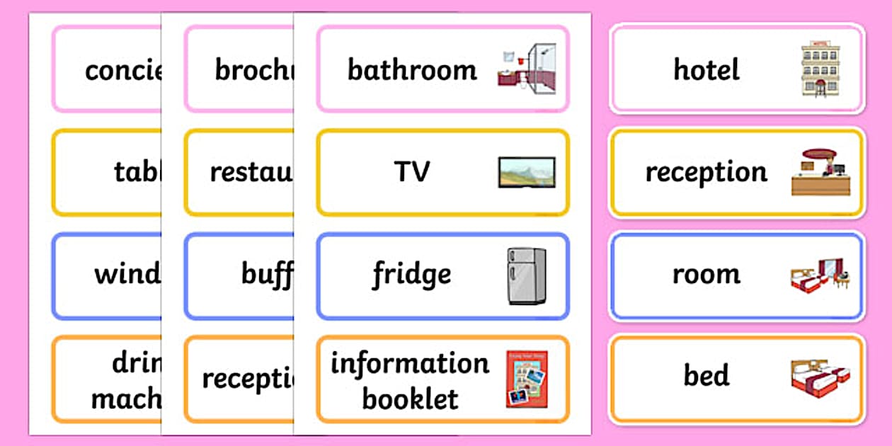 Hotel Role Play Word Cards