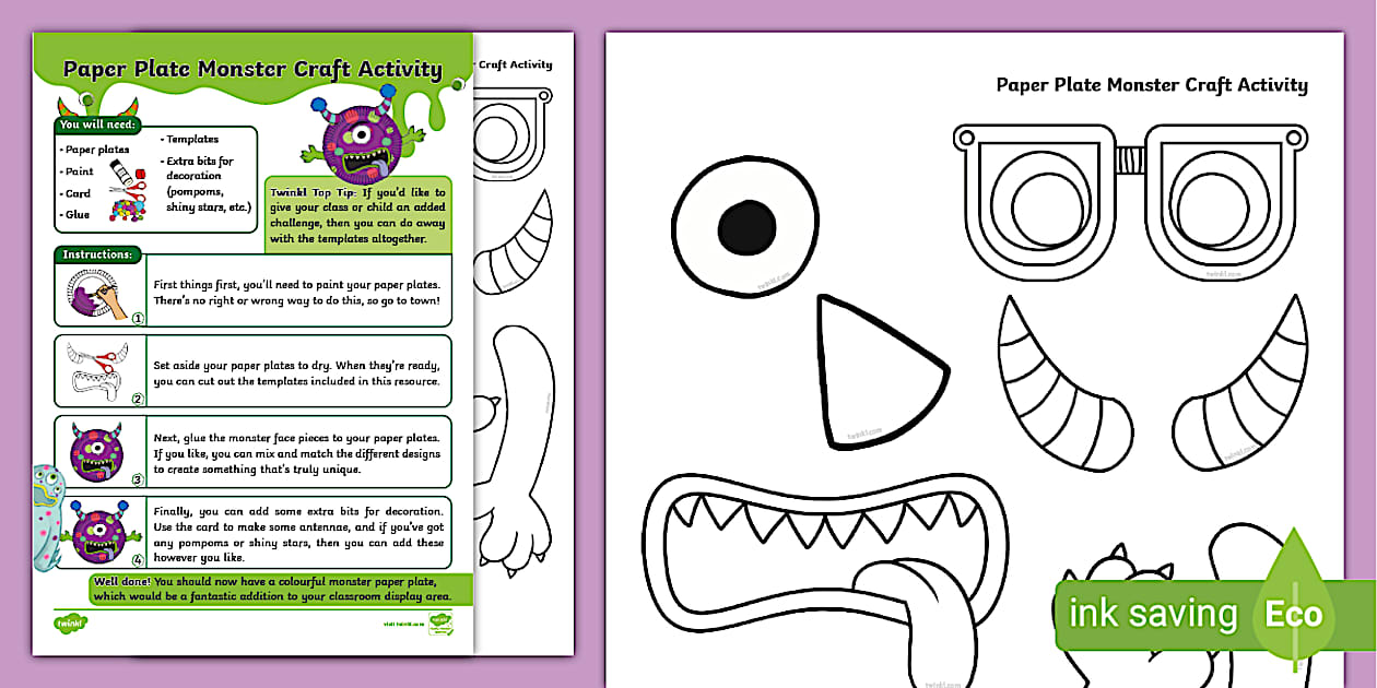 Free Paper Plate Monster Craft Activity for Kids: Download!