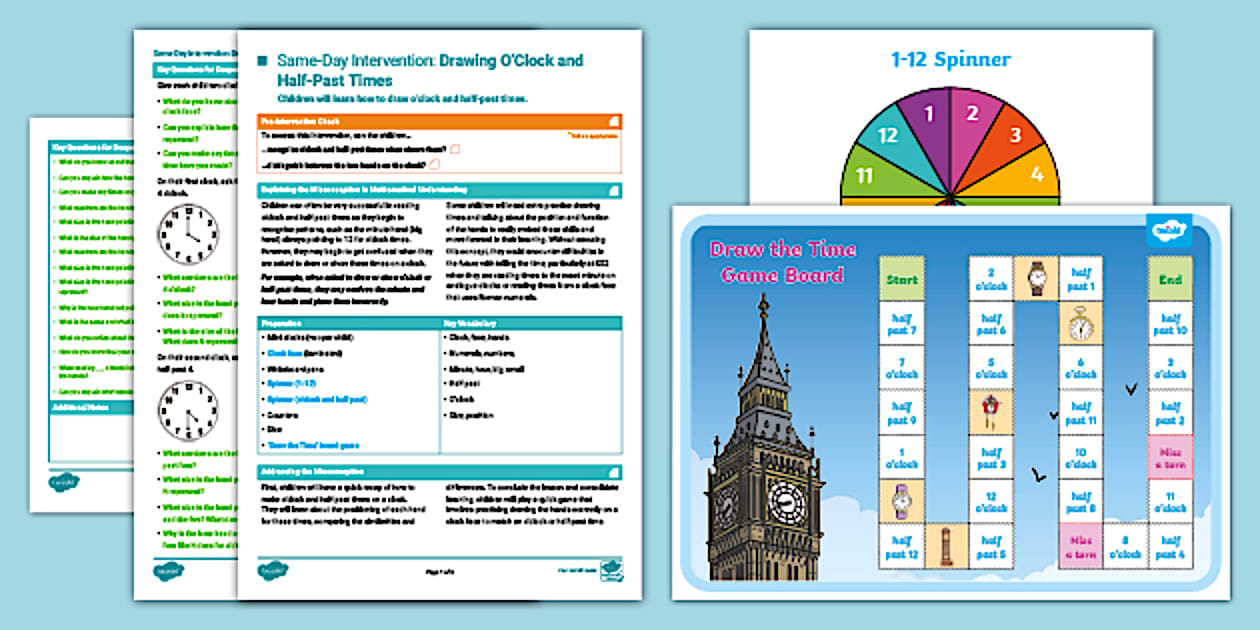 👉 Y1 Maths Same-Day Intervention:Draw O’Clock and Half-Past