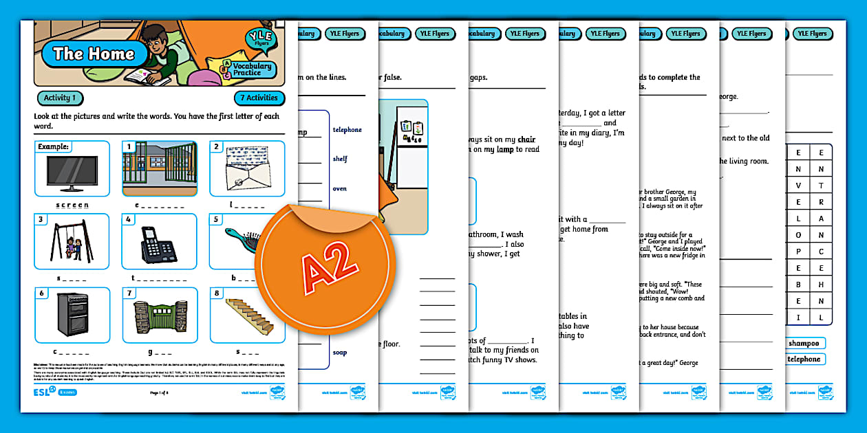 YLE Flyers - Vocabulary Activity Sheet (The Home) - Twinkl