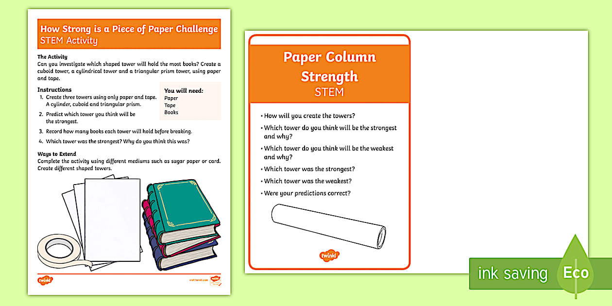 Paper Column Strength STEM Activity and Prompt Card Pack