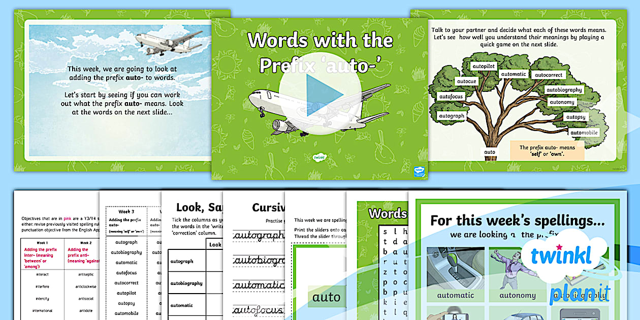 'Auto' Words | KS2 Prefix Spelling Lesson Pack - Twinkl