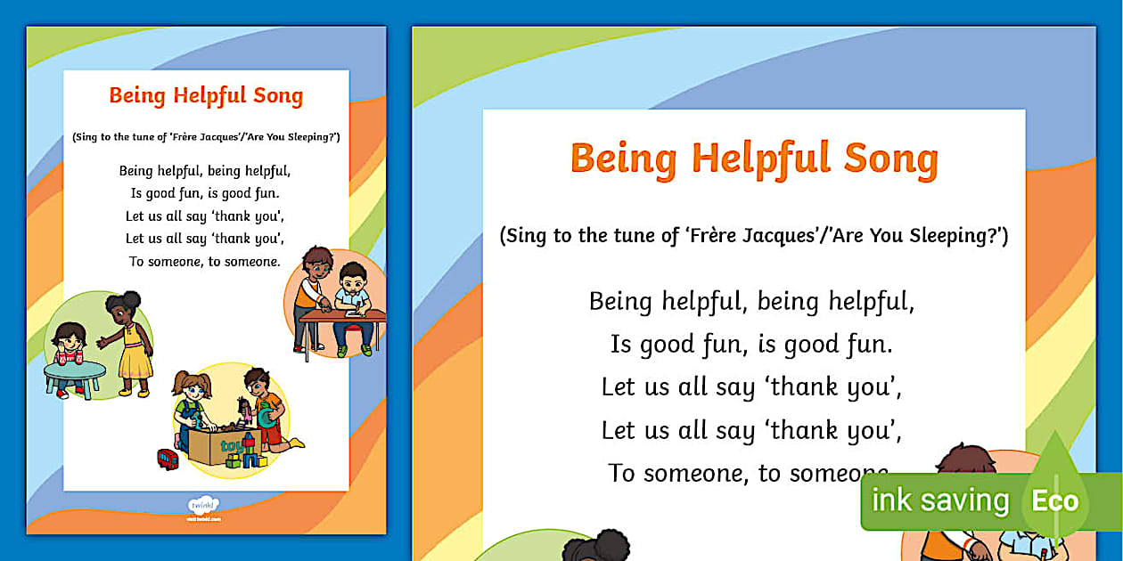 Black and White Being Helpful Song (teacher made) - Twinkl