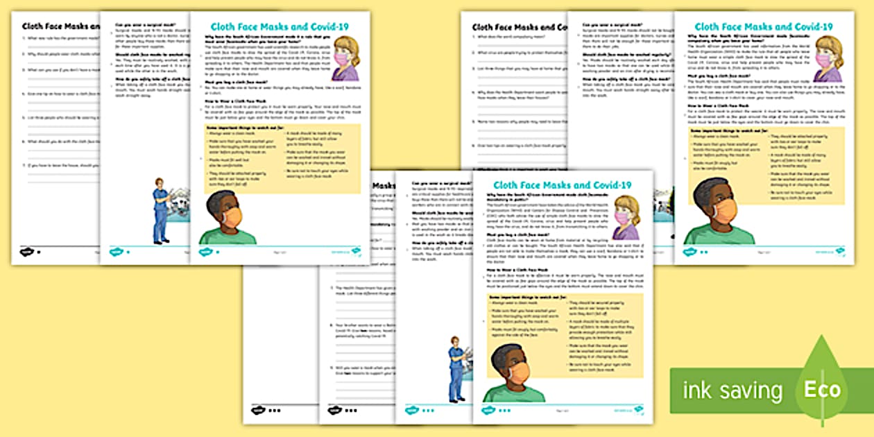 Cloth Face Masks and Covid-19 Reading Comprehension - Twinkl