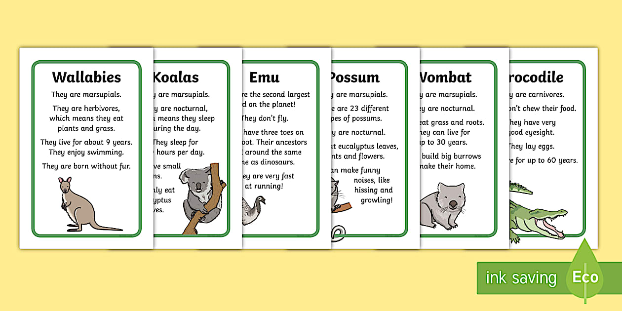 Australian Animal Facts Prompt Frame