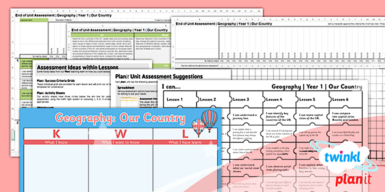 Geography: Our Country Year 1 Unit Assessment Pack - Twinkl
