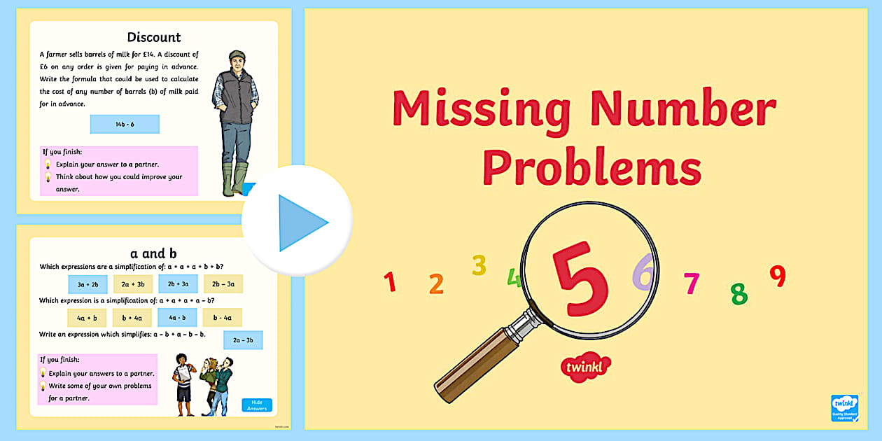 Missing Number Problems Second Level PowerPoint - Twinkl
