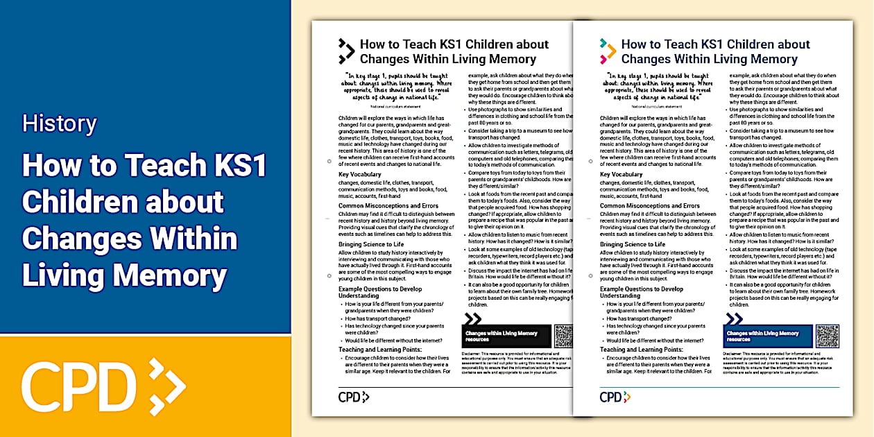 How to Teach KS1 Children about Changes Within Living Memory CPD