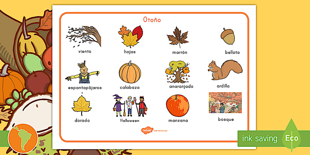 Tapiz de vocabulario: El otoño (teacher made) - Twinkl