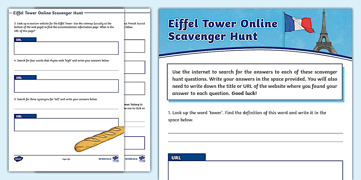 Eiffel Tower Online Scavenger Hunt (teacher made) - Twinkl