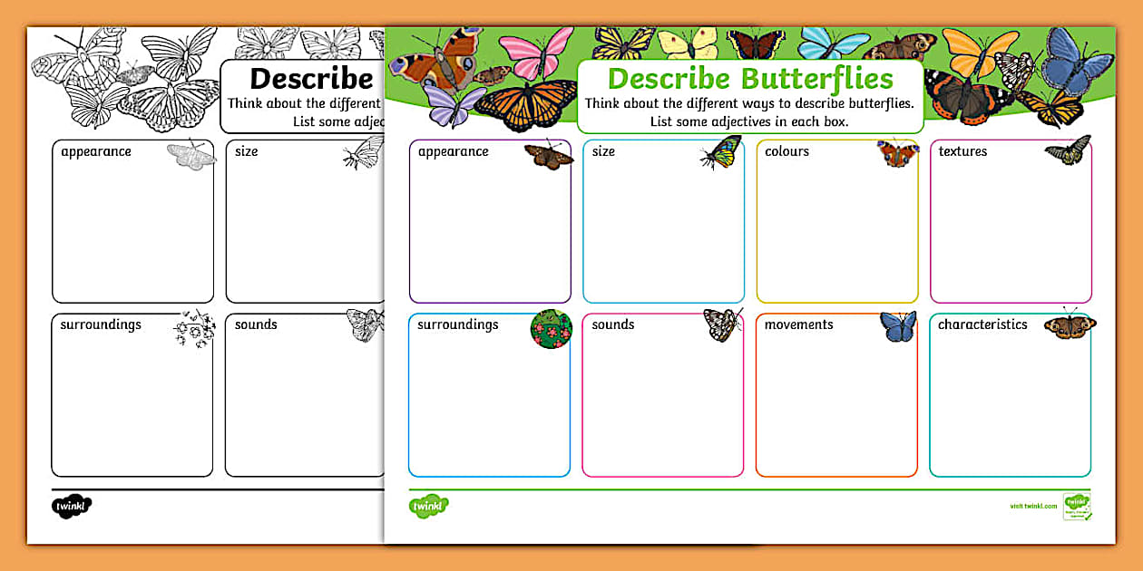 Butterfly Adjectives Worksheet