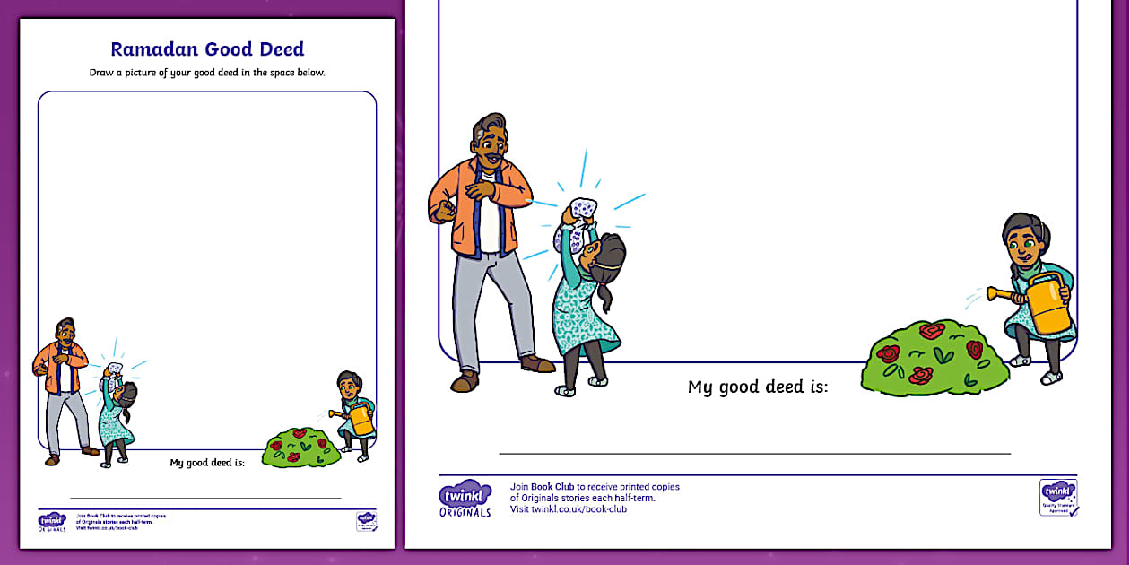 Ramadan Good Deeds For Toddlers - EYFS Worksheet - Twinkl