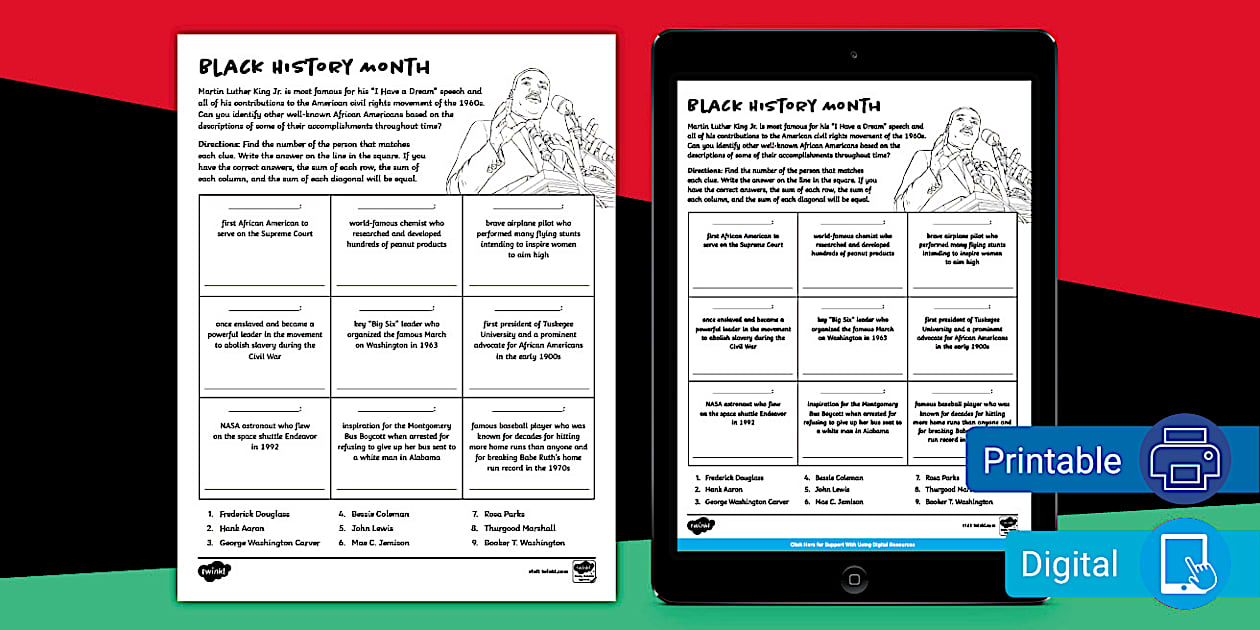 Black History Month Puzzle Activity for Kids | Twinkl USA