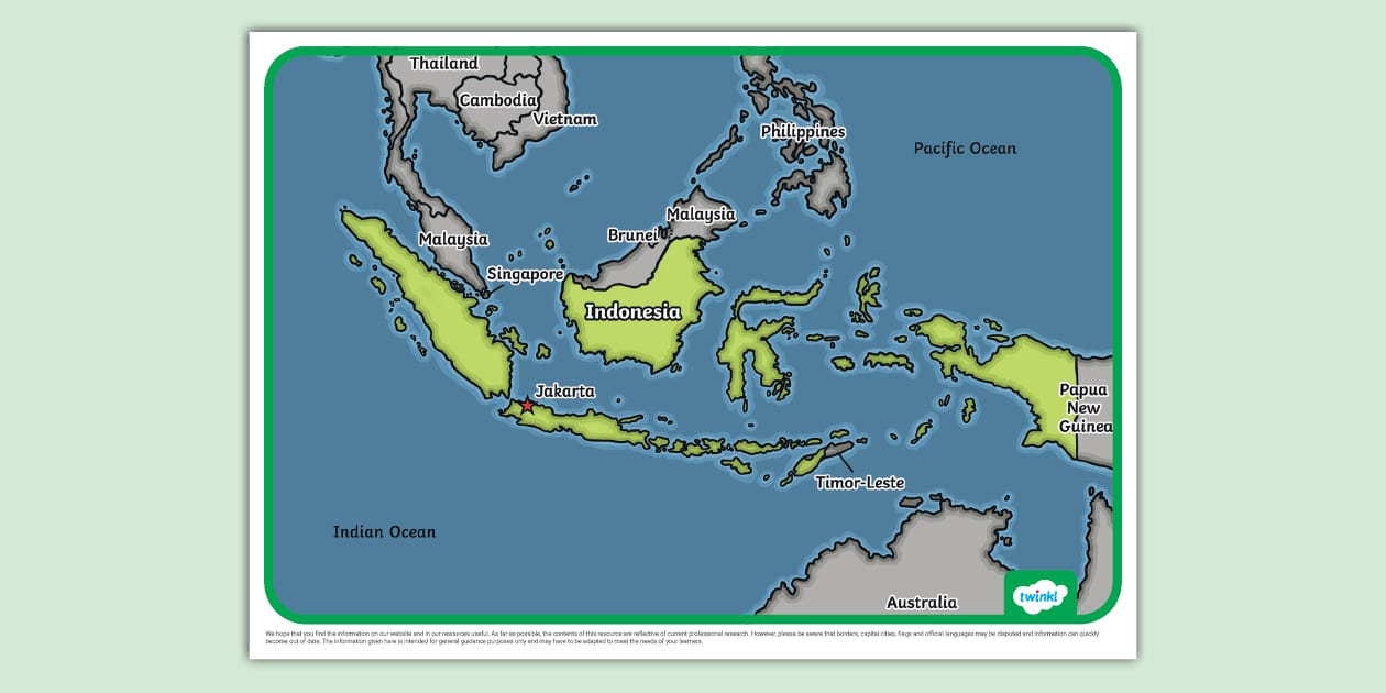 KS1 Indonesia Display Map- Asia - Around the World - Twinkl