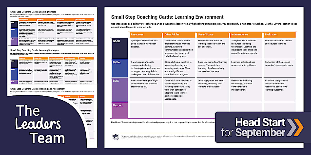 Small Step Coaching Cards Resource Pack (teacher made)