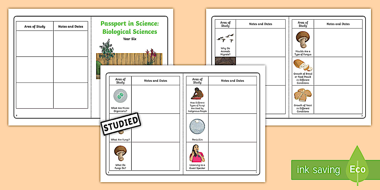 Year 6 Biological Sciences Passport Booklet - AC9S6U01