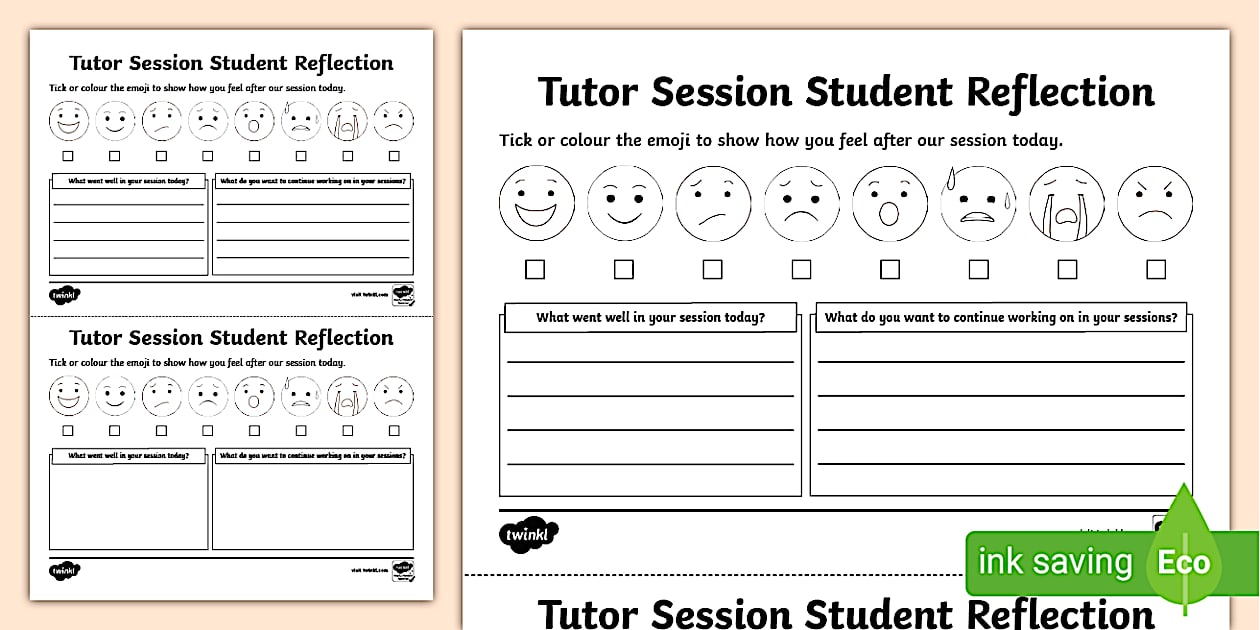 Tutor Session Student Reflection Slip (Teacher-Made)