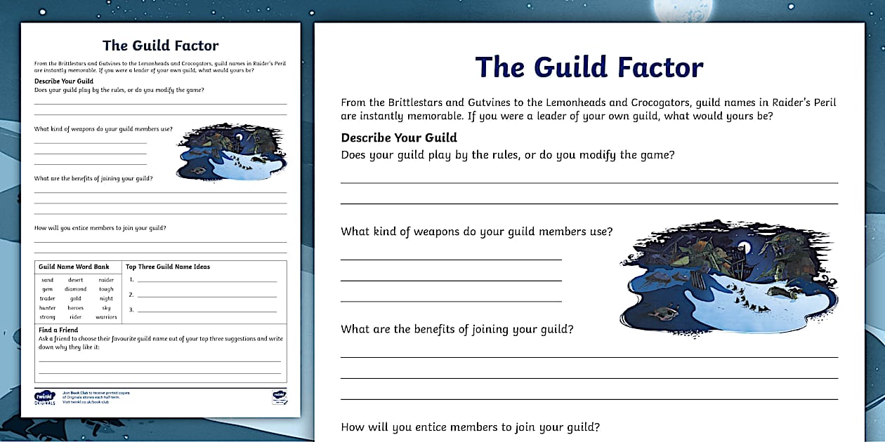 KS2 Raider's Peril: The Guild Factor Worksheet - Twinkl