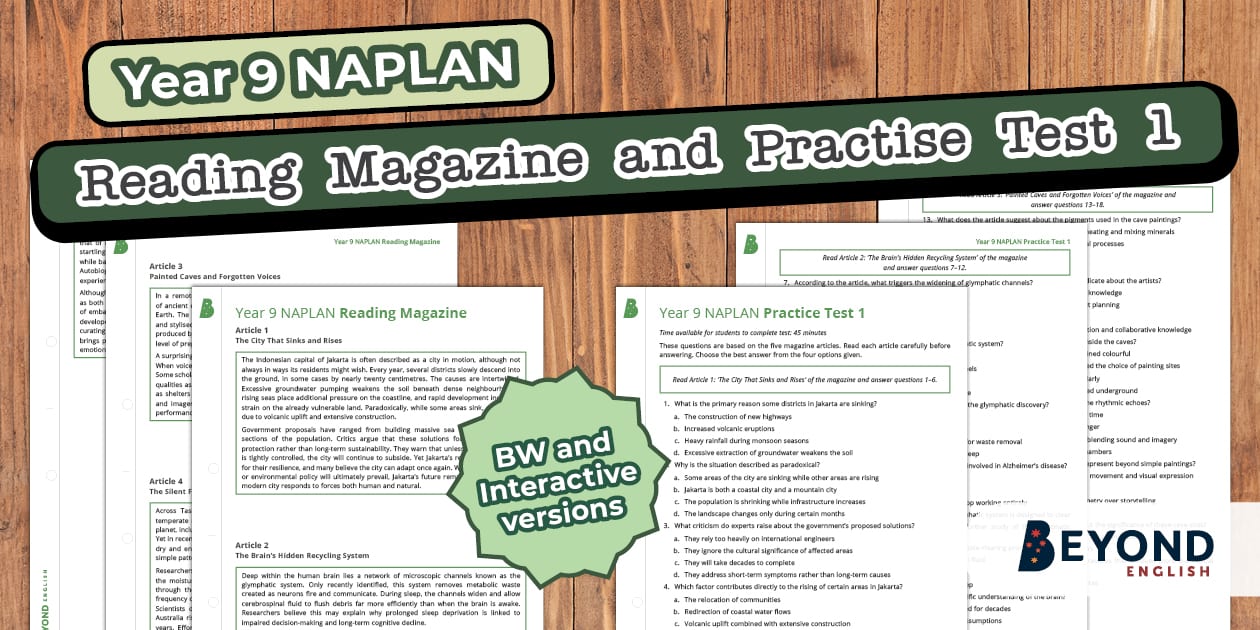 Year 9 NAPLAN Reading Magazine and Practise Test 1
