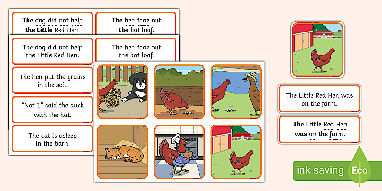 The Little Red Hen Simple Sentence Matching Activity