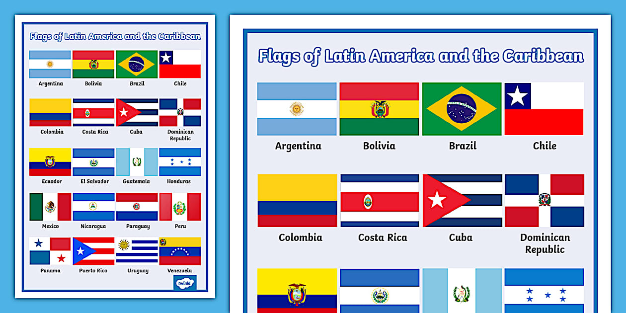 Flags of Latin America and the Caribbean Display Poster