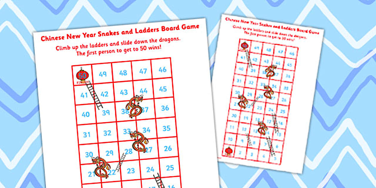 Chinese New Year Themed Snakes and Ladders Board Game 1-50 - game
