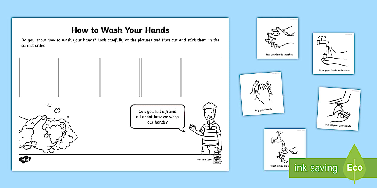 Editable Washing Your Hands Sequencing Activity - Twinkl