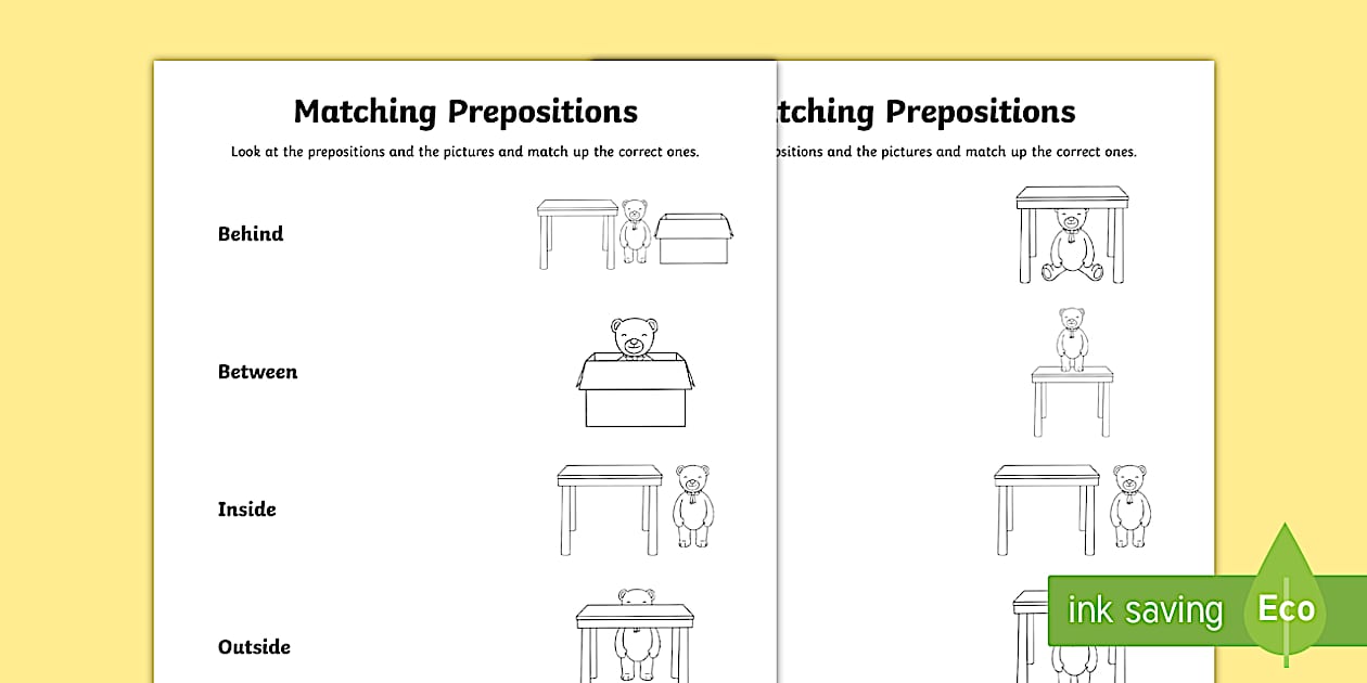 Matching Prepositions Activity | Primary Resources - Twinkl