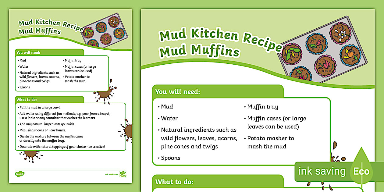 Mud Kitchen Recipe: Mud Muffins (teacher made) - Twinkl