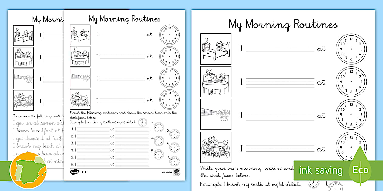 Ficha de actividad: Rutinas de la mañana en inglés