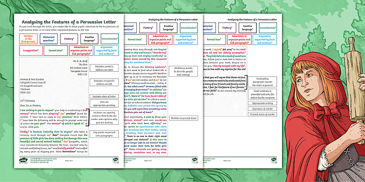 Analysing the Features of a Persuasive Letter: Example Text for Key Stage 2