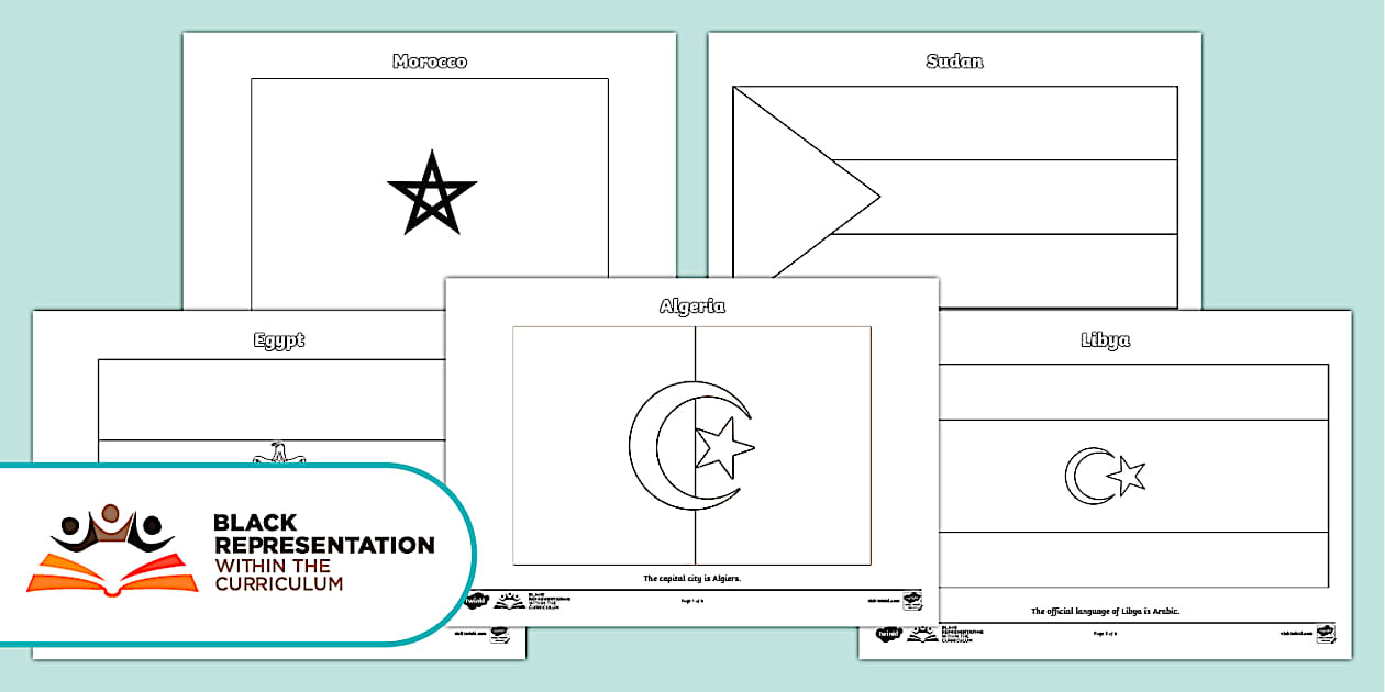 KS2 North African Flags Colouring Sheets - Twinkl