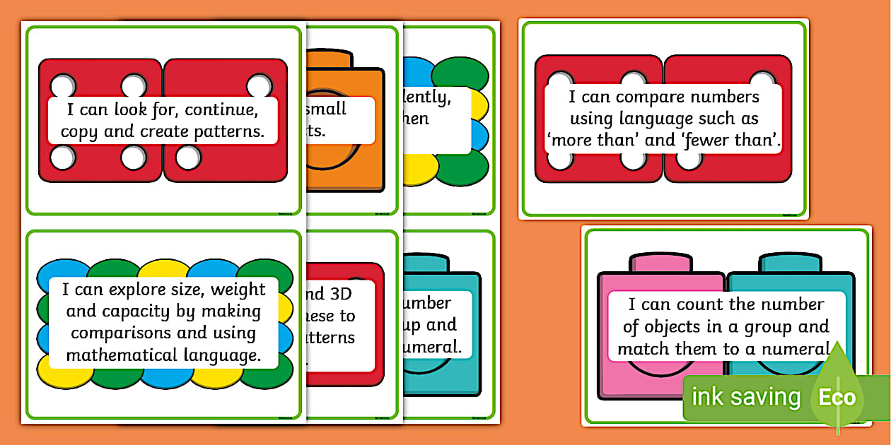 EYFS 'I Can' Maths Area Continuous Provision Prompt Cards
