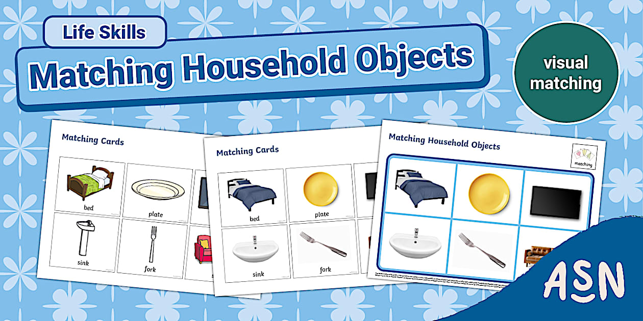 Life Skills: Matching Household Objects Activity Sheet