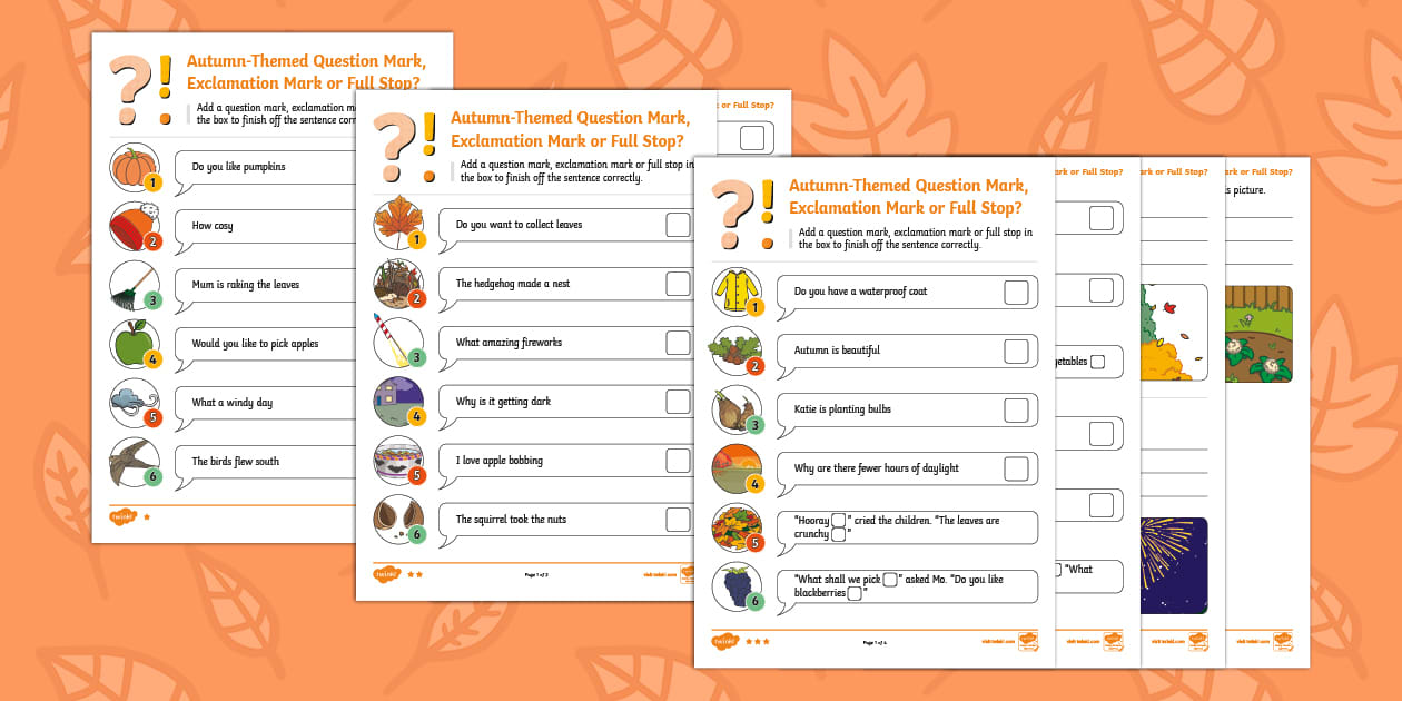 Autumn-Themed Question Mark, Exclamation Mark or Full Stop?