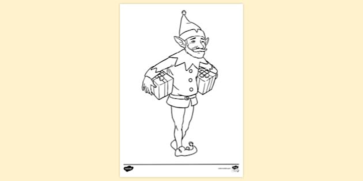 Christmas Elf Colouring Sheet | Colouring Sheets - Twinkl