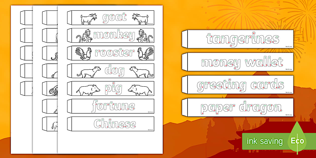 Handwriting Chinese New Year Topic Words Activity - ESL Chinese New Year
