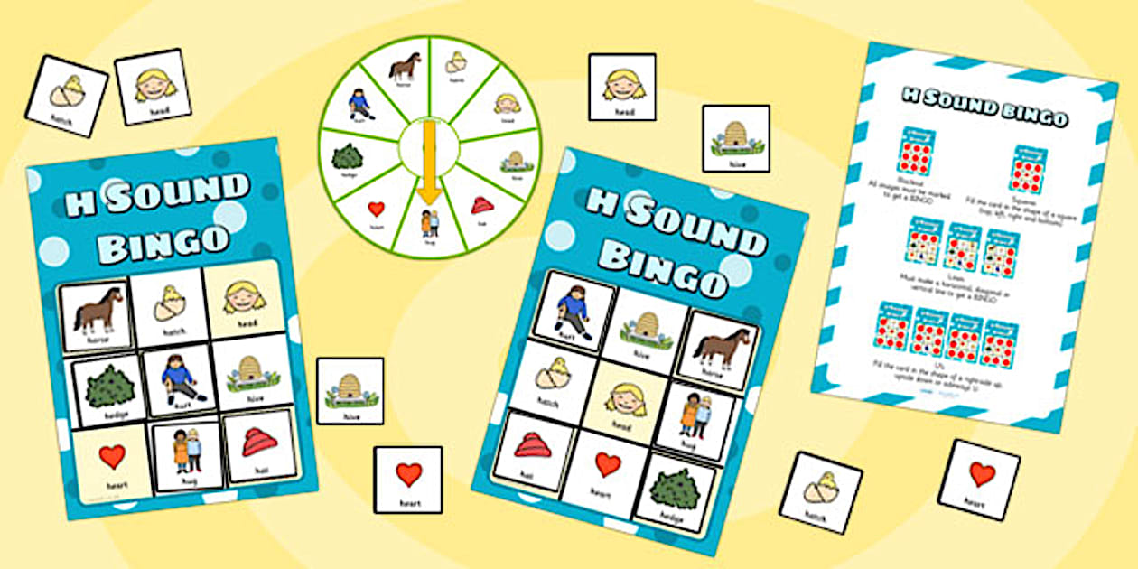 h Sound Bingo Game with Spinner (teacher made) - Twinkl