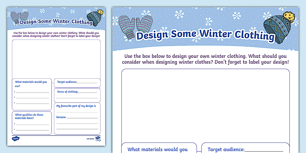 Design Some Winter Clothes Worksheet (Teacher-Made) - Twinkl