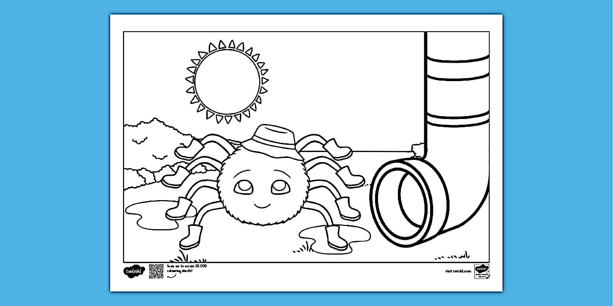 Incy Wincy Spider Colouring Page | Nursery Rhymes | EYFS