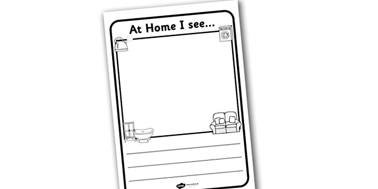 At Home I See Writing Frame (teacher made) - Twinkl