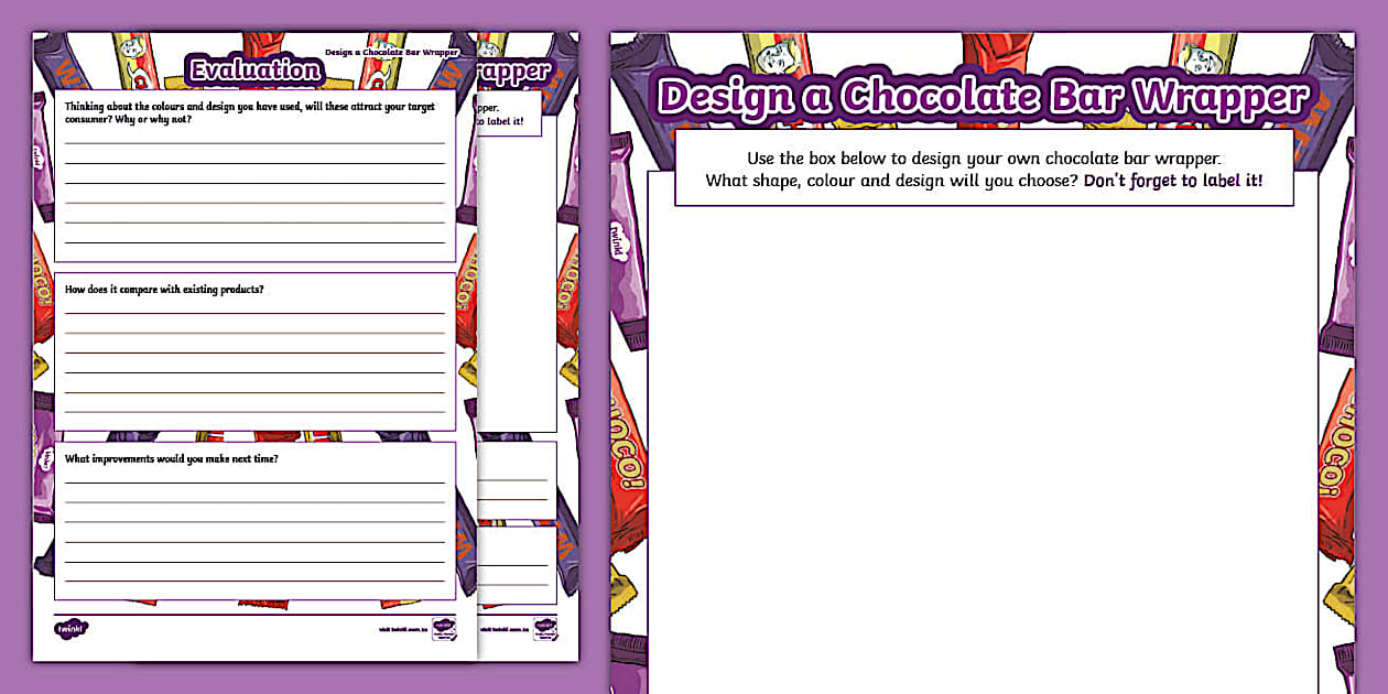 Design a Chocolate Bar Wrapper Worksheet (teacher made)