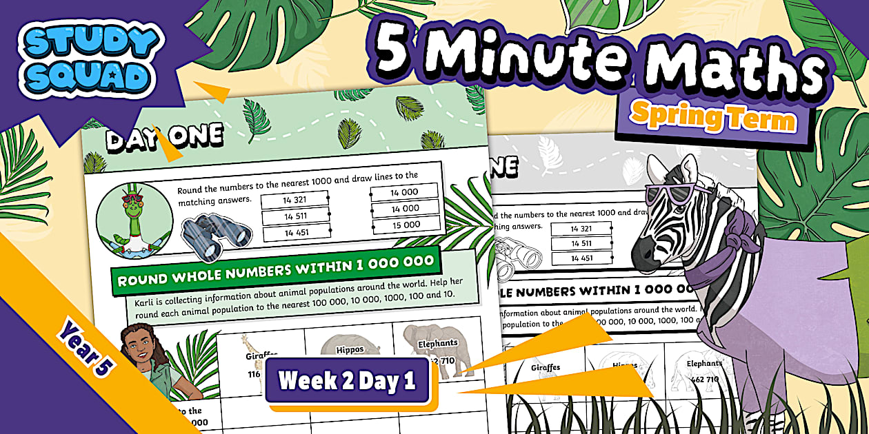 👉 Study Squad 5 Minute Maths - Year 5 Spring - Week 2 Day 1