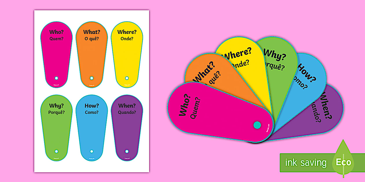 Question Word Fan English/Portuguese - Question Word Fans