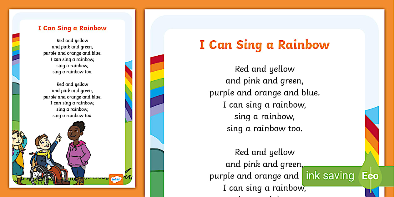 I Can Sing a Rainbow Lyric Poster (teacher made) - Twinkl