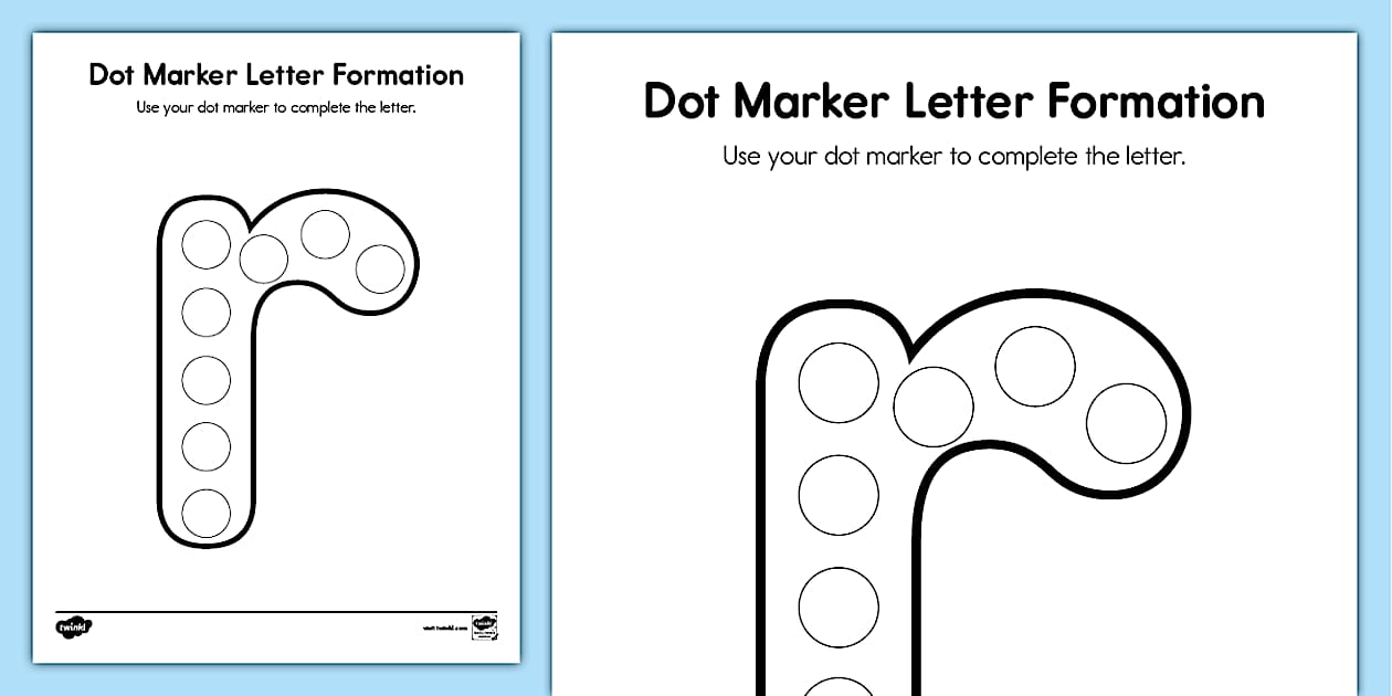 Lowercase Letter r: Dot Marker Letter Formation Worksheet